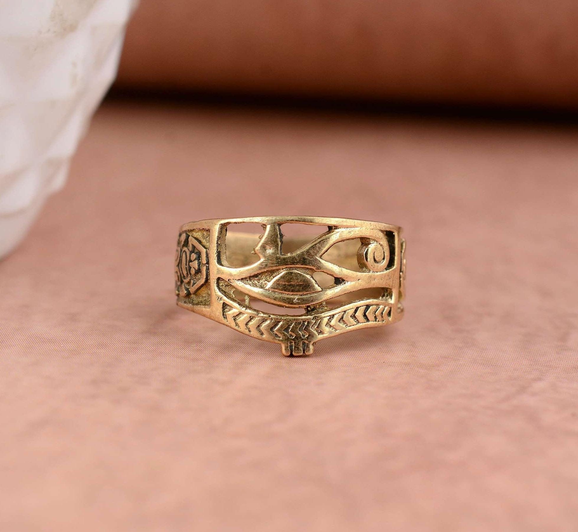 Handmade Brass Horus Eye Ring: Ra Egypt Ring, Protection Jewelry - Etsy