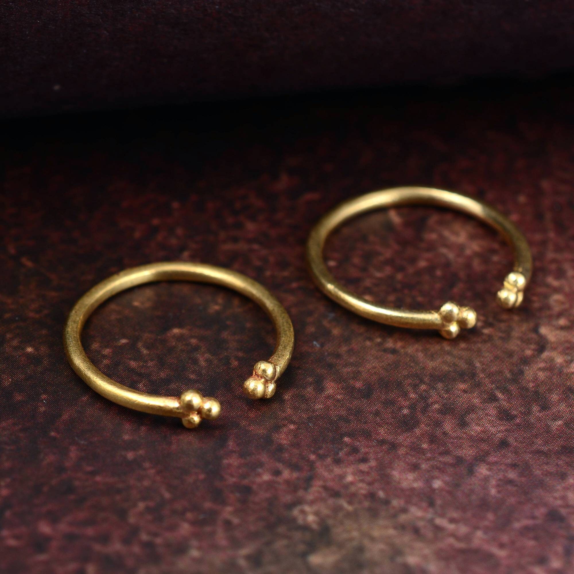 Beaded Brass Toe Ring Set: Adjustable Open Band Rings - Etsy