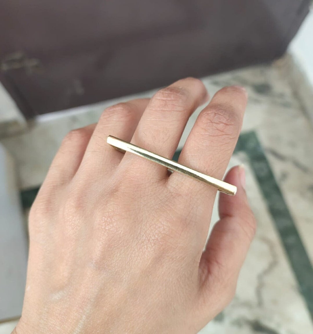 Double Finger Band Ring, Minimal Ring, Double Band Ring, Double Bar ...