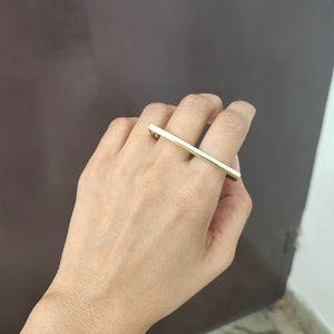 Double Finger Band Ring, Minimal Ring, Double Band Ring, Double Bar Ring, Double Finger Ring ...