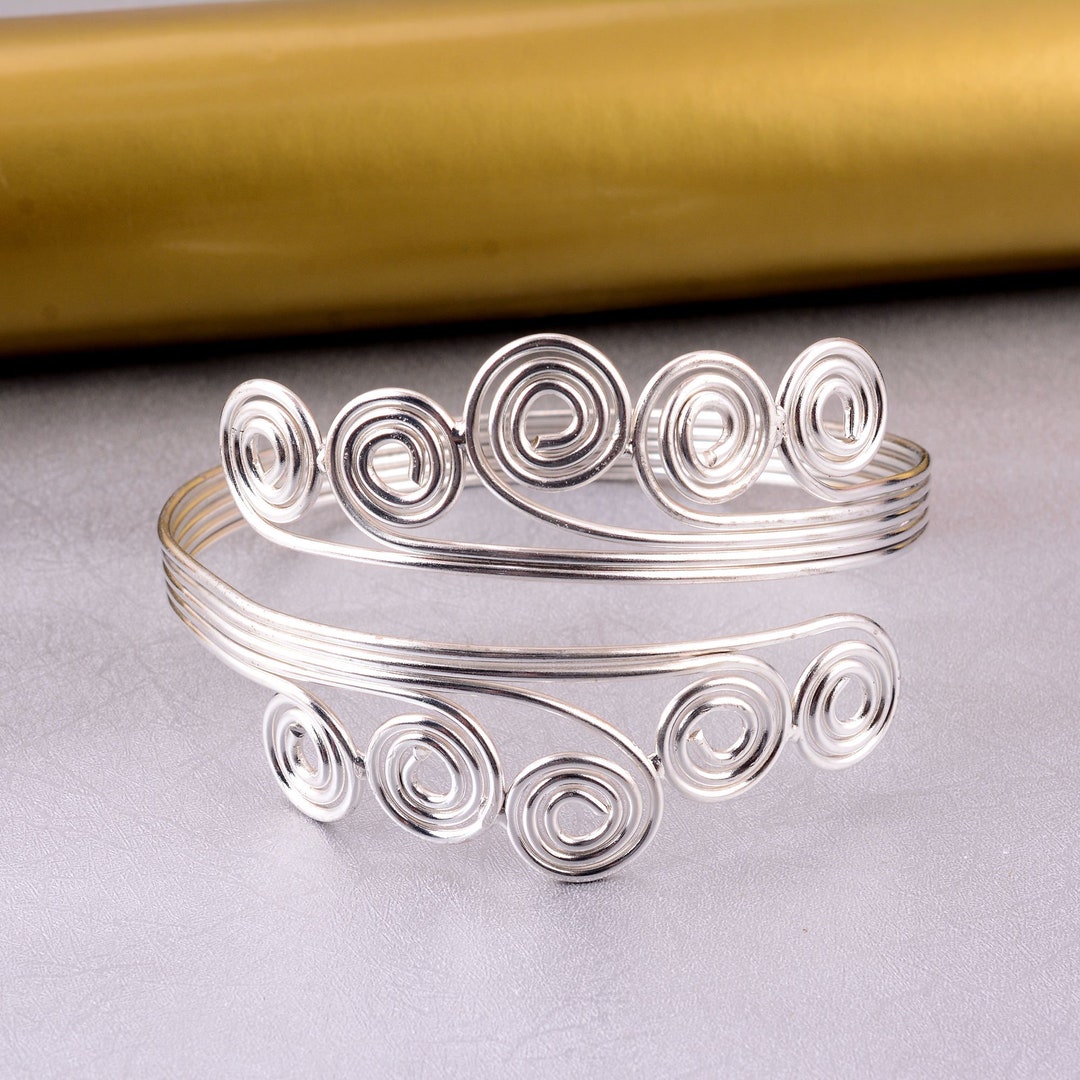 Spiral Silver Upper Arm Cuff: Minimalist Arm Band Jewelry - Etsy