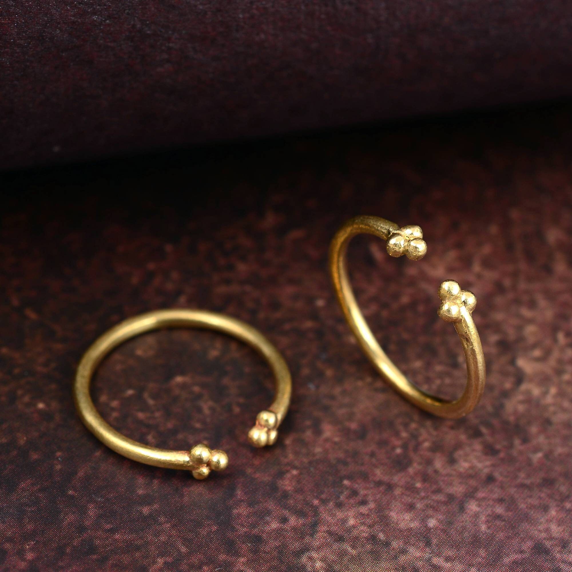 Beaded Brass Toe Ring Set: Adjustable Open Band Rings - Etsy