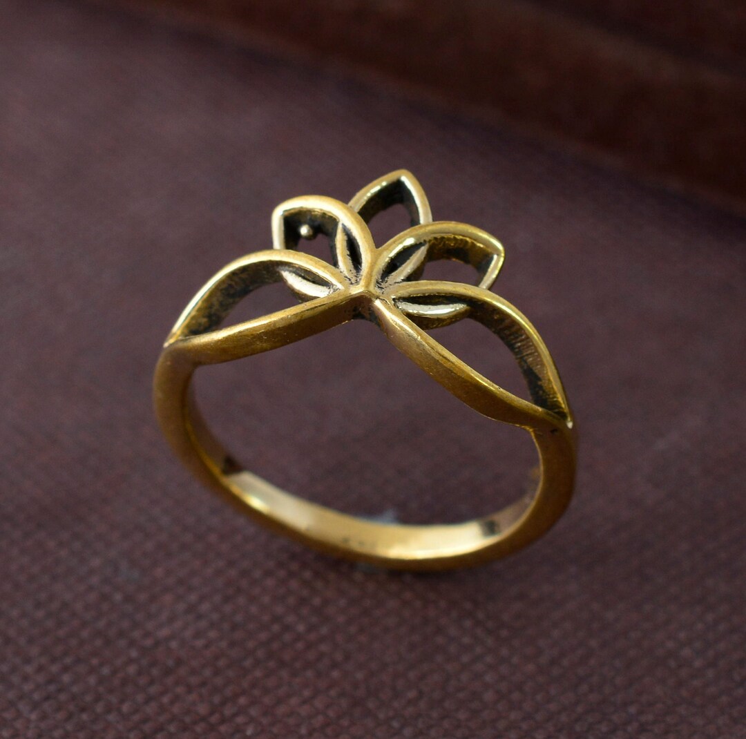 Gold Lotus Flower Ring, Brass Ring, Lotus Ring, Spiritual Ring, Padma ...