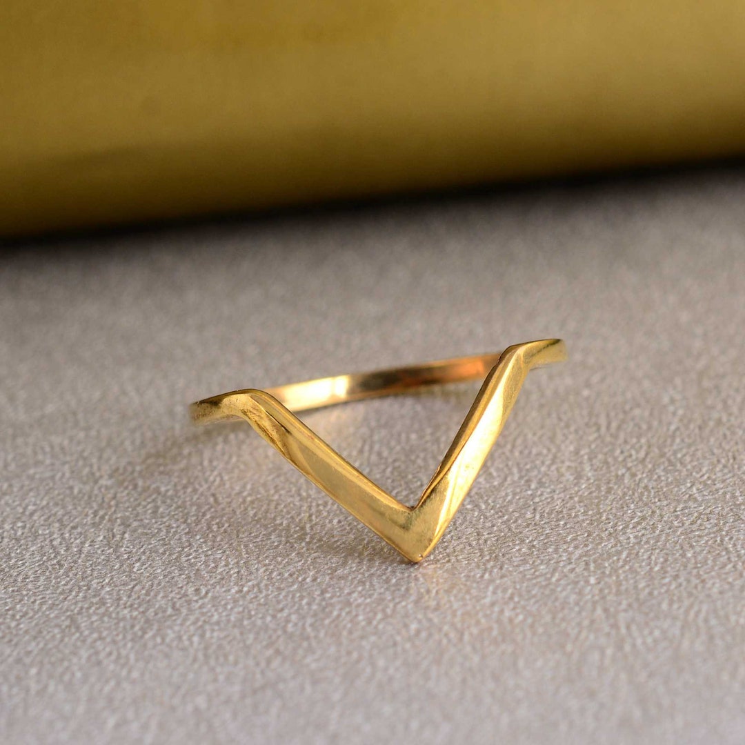 Solid Brass V Ring, Stacking Ring, Chevron Ring, Minimalist Ring ...