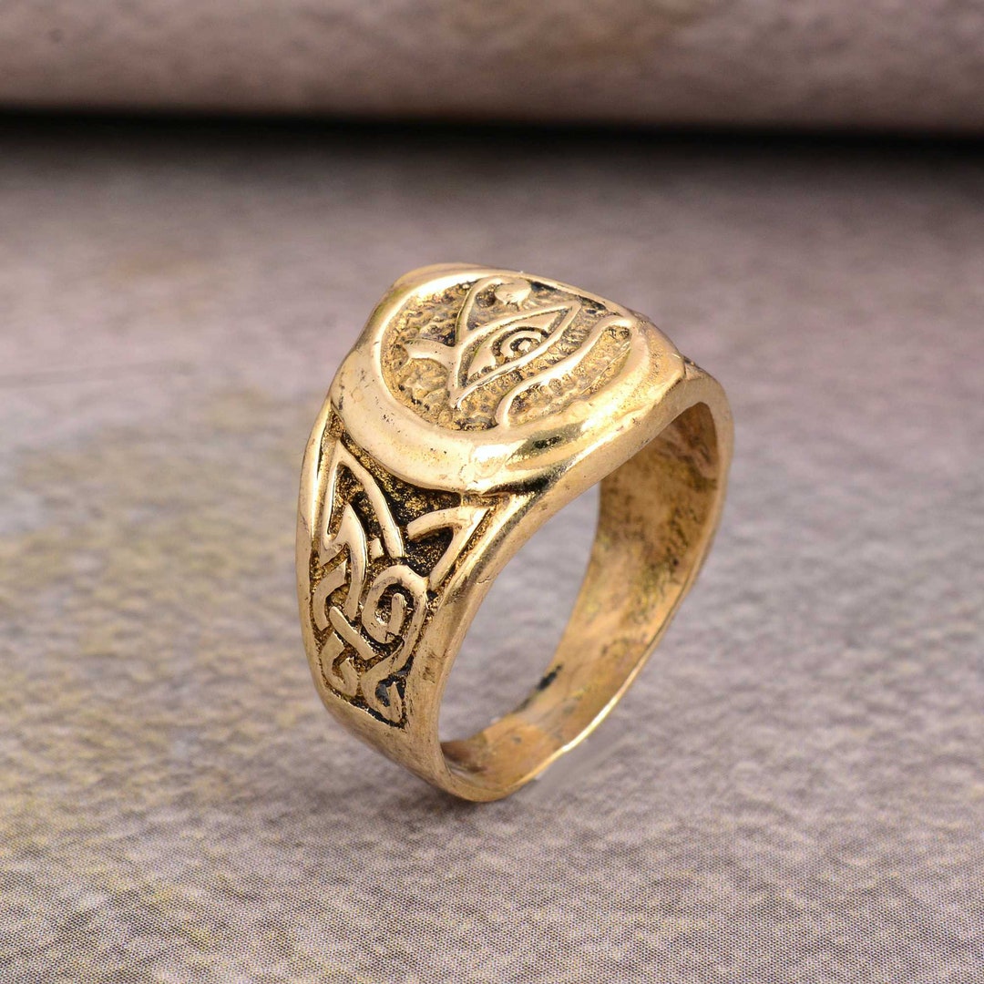 Gold Eye of Ra Ring, Eye of Horus Ring, Protection Ring, Signet Ring ...