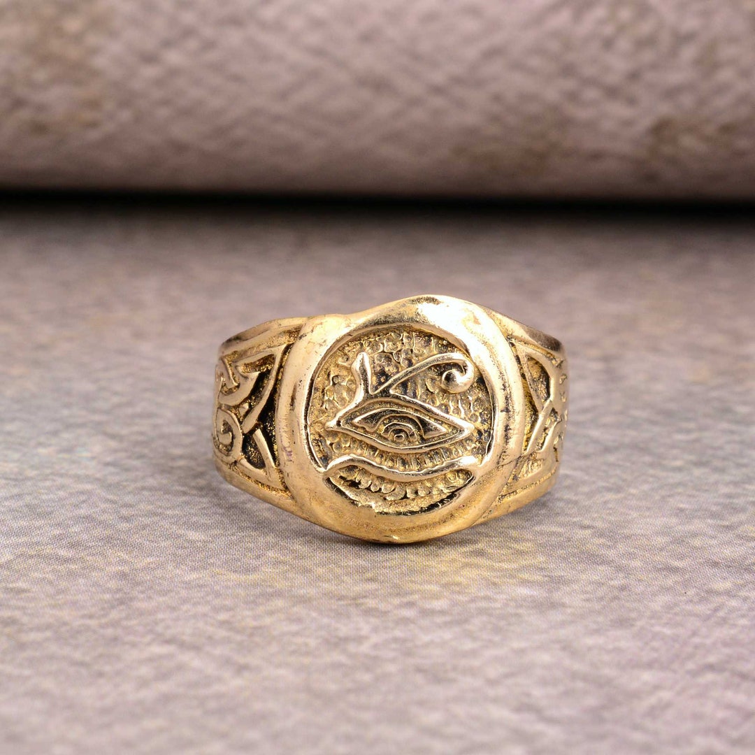 Gold Eye of Ra Ring, Eye of Horus Ring, Protection Ring, Signet Ring ...