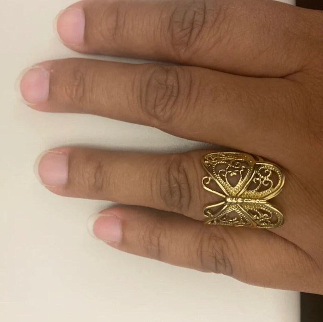 Gold Butterfly Ring, Filigree Butterfly Ring, Statement Ring, Handmade ...