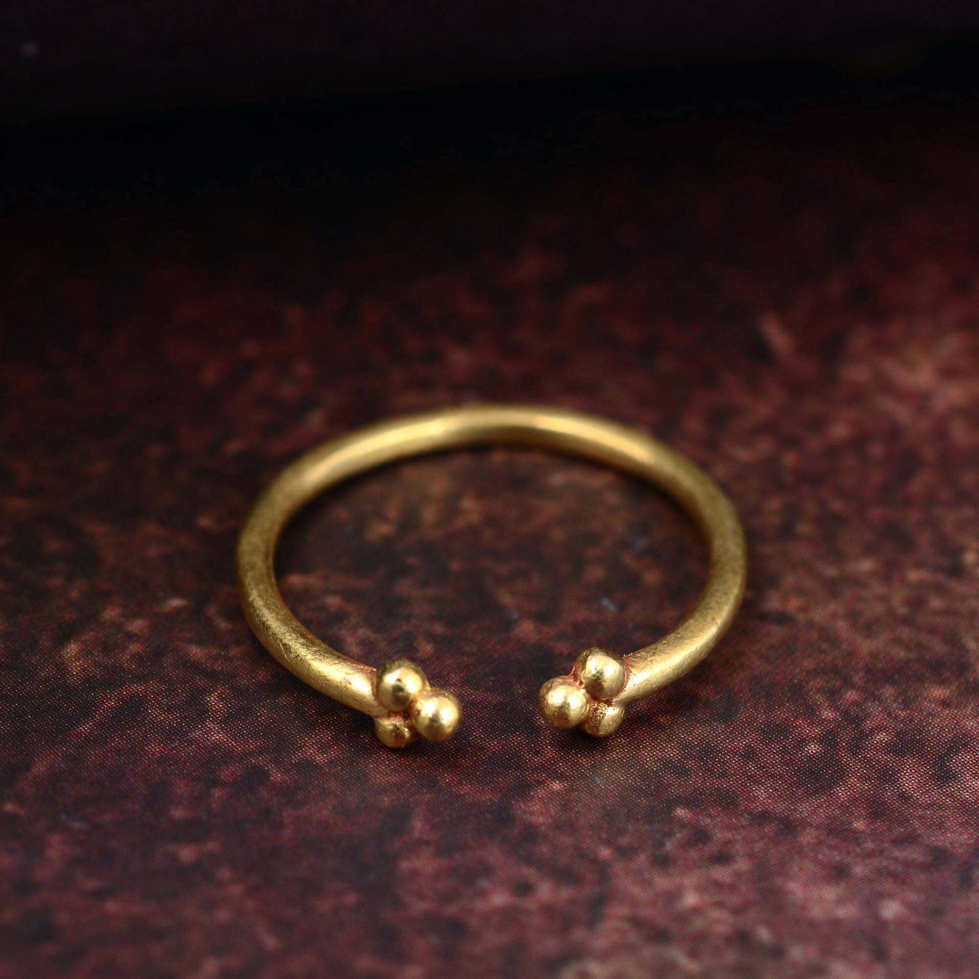 Beaded Brass Toe Ring Set: Adjustable Open Band Rings - Etsy