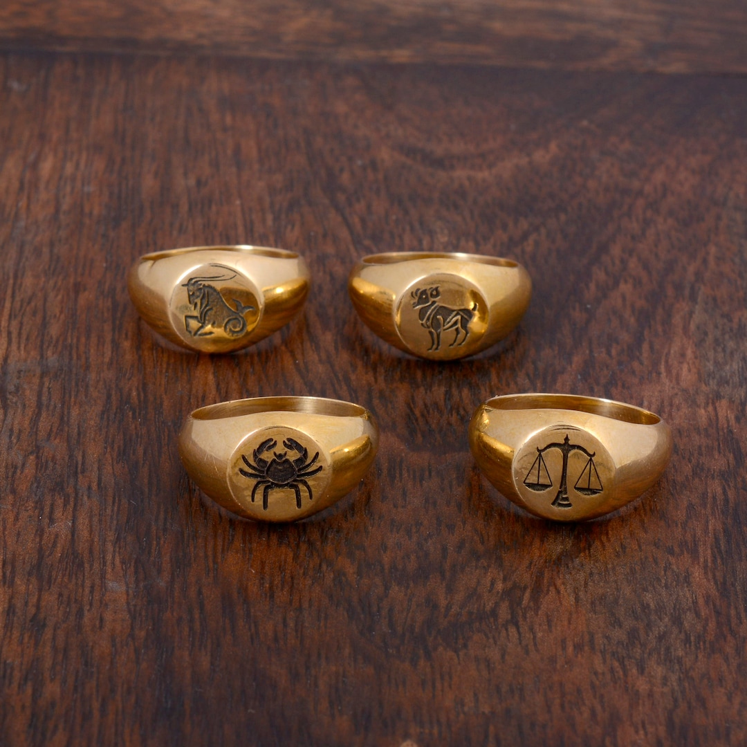 Zodiac Rings, Zodiac Signet Ring, Horoscope Ring, Astrology Ring ...