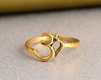 Gold Om Ring, Protection Ring, Shiva Om Ring, Yoga Ring Tibetan Ring ...