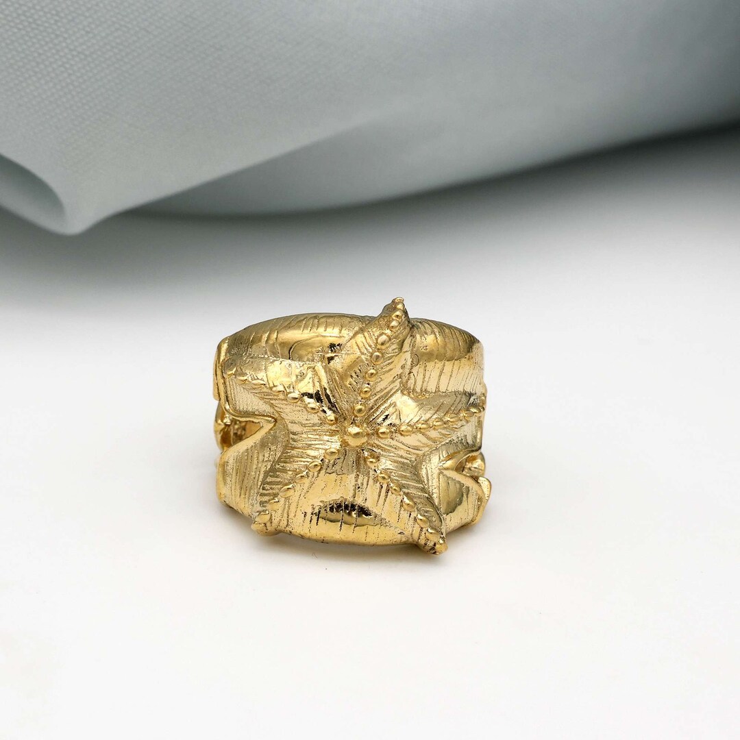 Brass Starfish Ring: Minimalist Seashell Band - Etsy