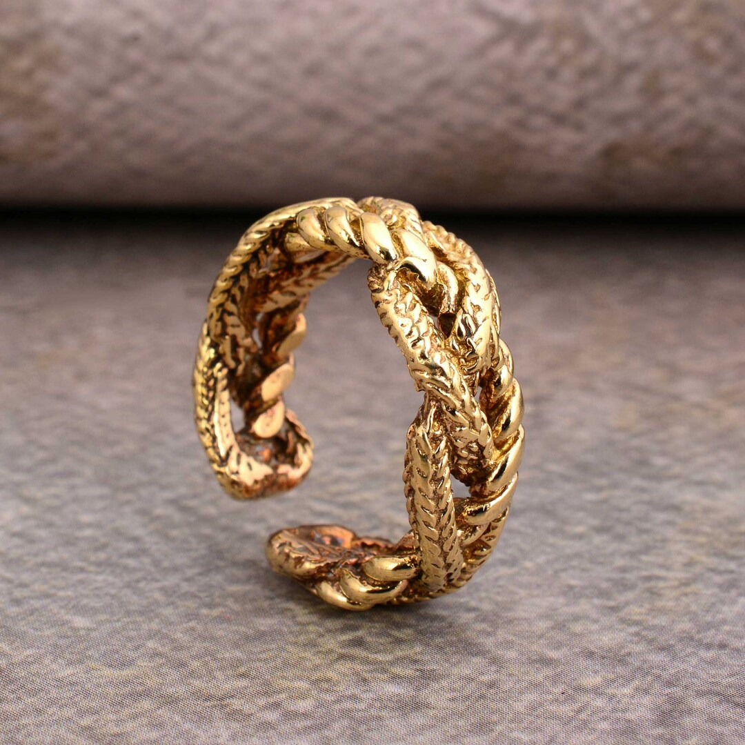 Gold Double Braid Ring, Braided Ring, Men and Women Ring, Braided Band ...
