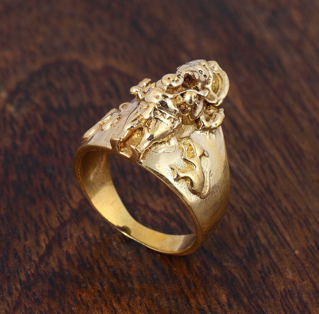 Lord Ganesha, Ganesh Ring, Religious Brass Ring, Elephant Ring ...