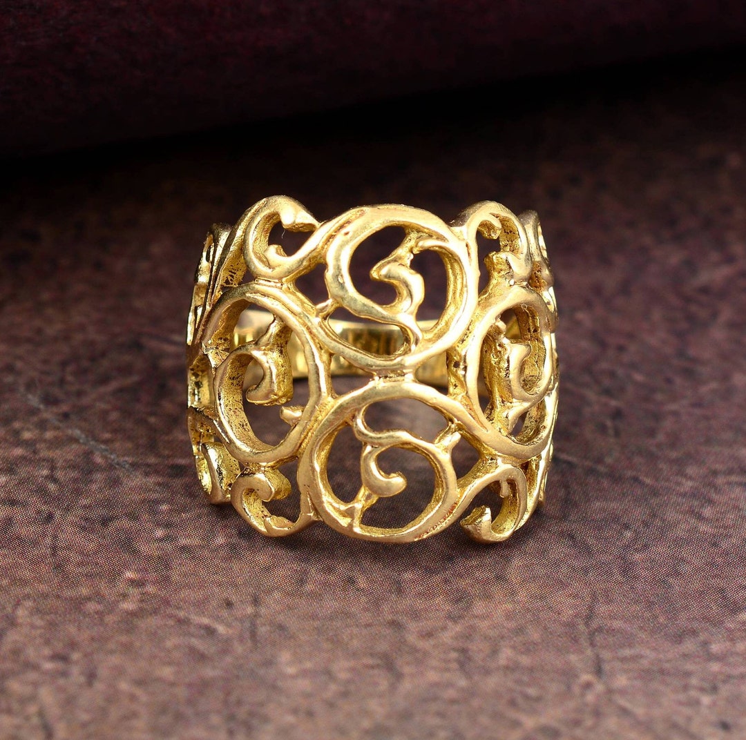 Gold Filigree Ring, Brass Filigree Ring, Vintage Ring for Women ...
