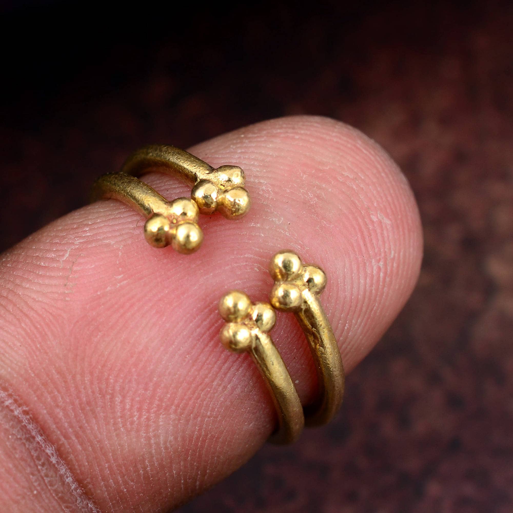 Beaded Brass Toe Ring Set: Adjustable Open Band Rings - Etsy