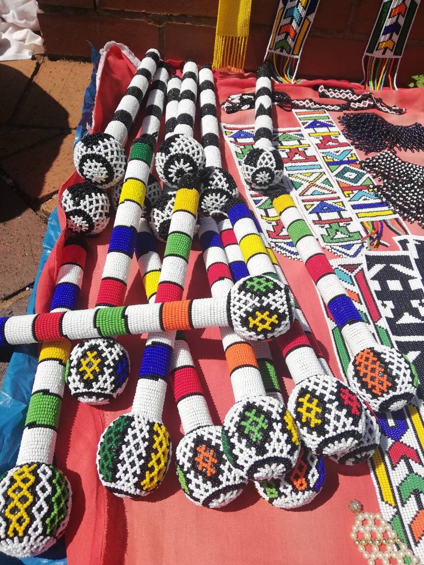 Zulu Beaded Stick Beaded Knobkerrie | Etsy