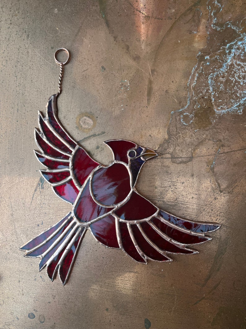 Cardinal Sun Catcher: Stained Glass Light Catcher - Etsy
