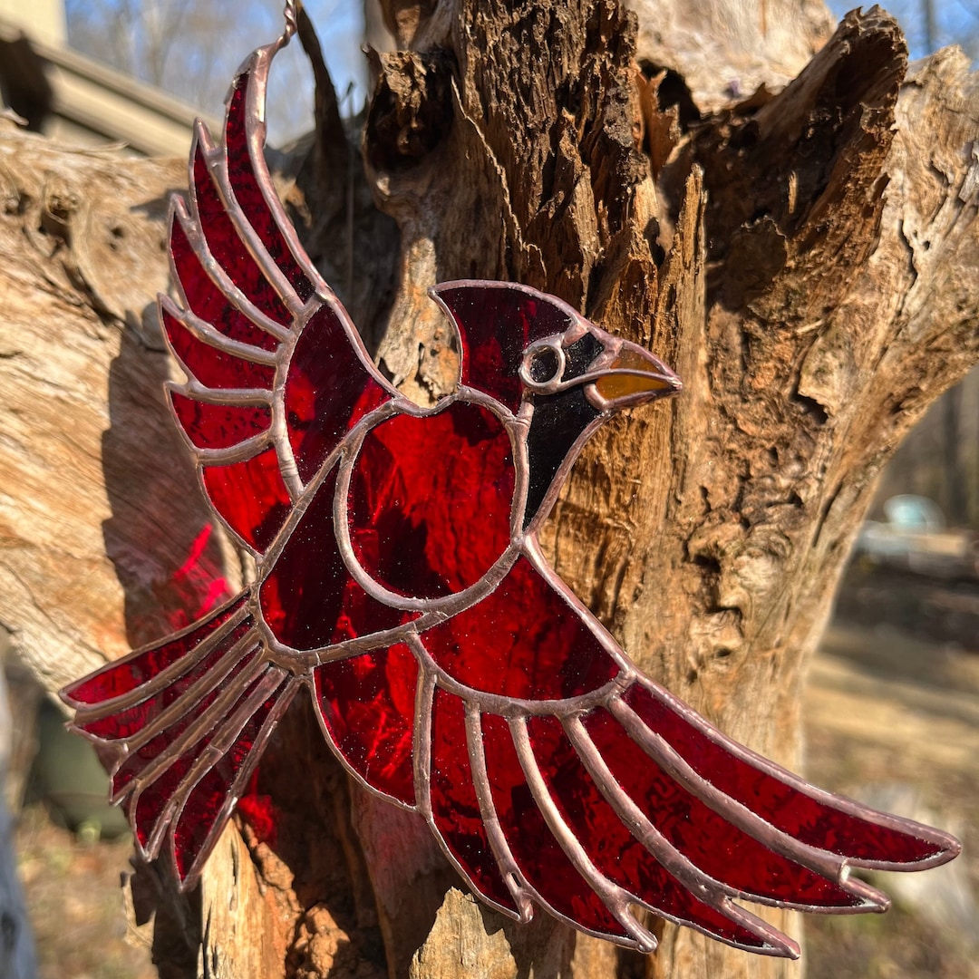Cardinal Sun Catcher: Stained Glass Light Catcher - Etsy
