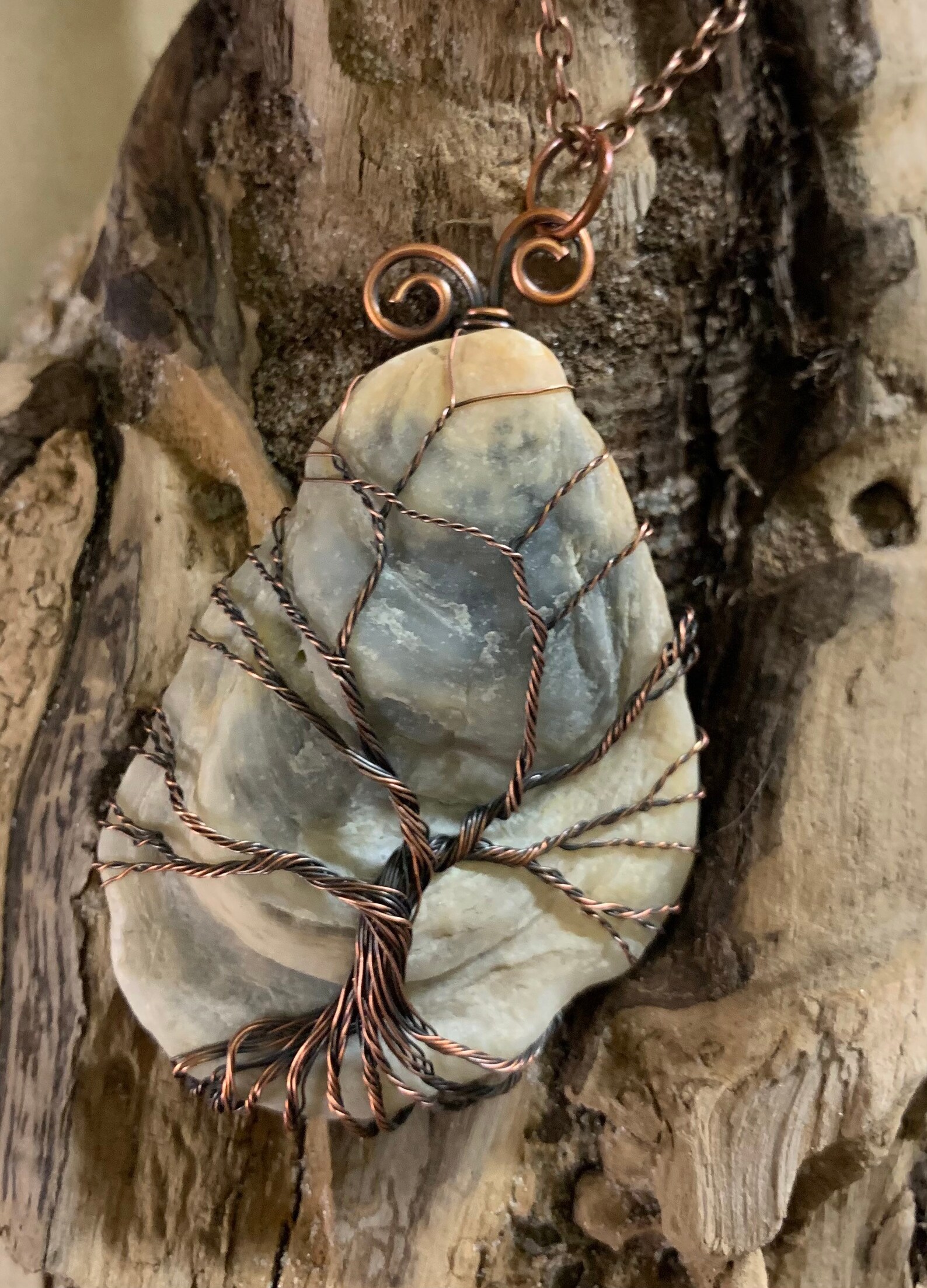 Wire Wrapped Tree of Life on a NC Oyster Shell Pendent - Etsy