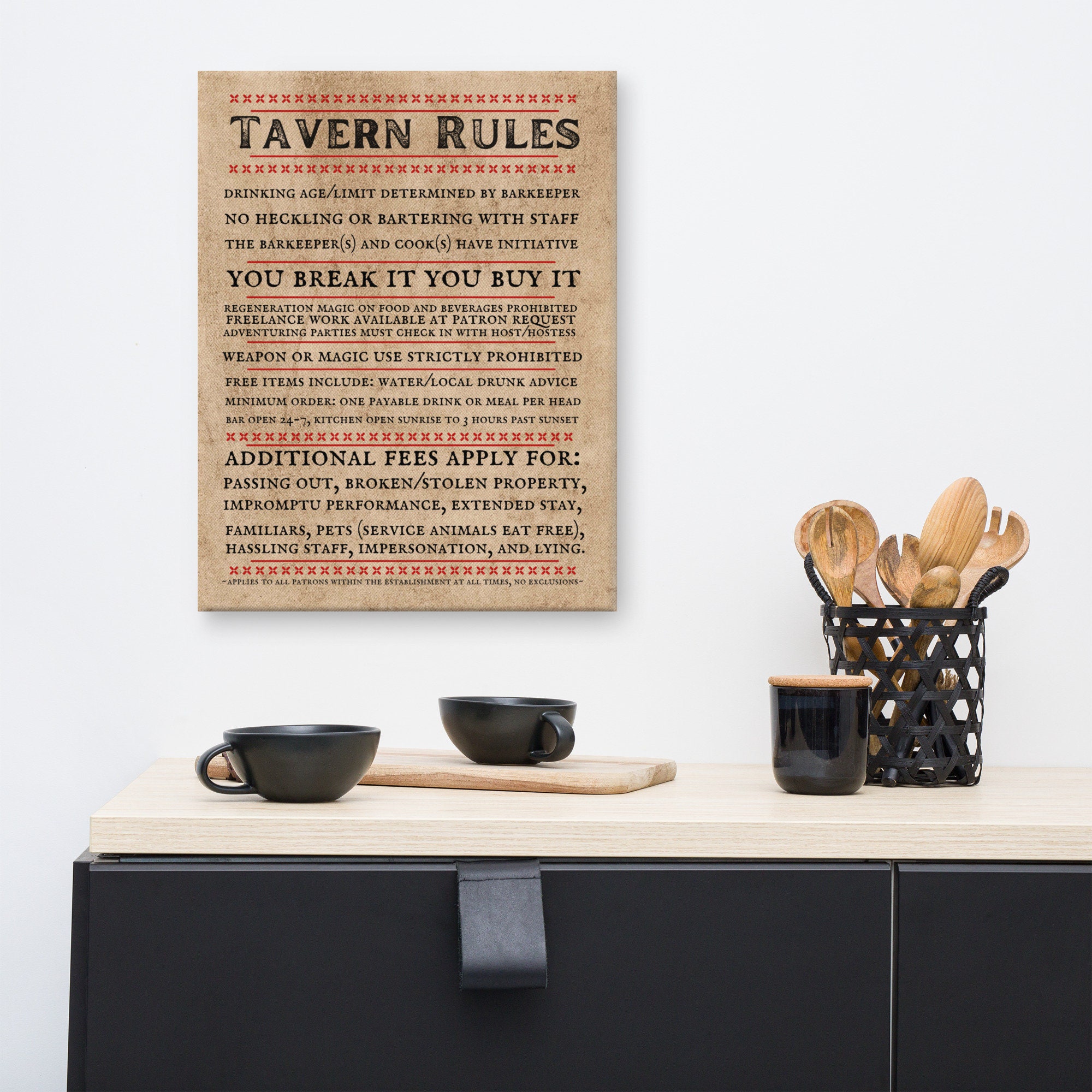 Tavern Rules Canvas, Nerdy Home Decor - Etsy