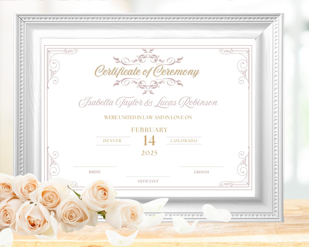Decorative Marriage Certificate, Customizable Minimalistic Design in ...
