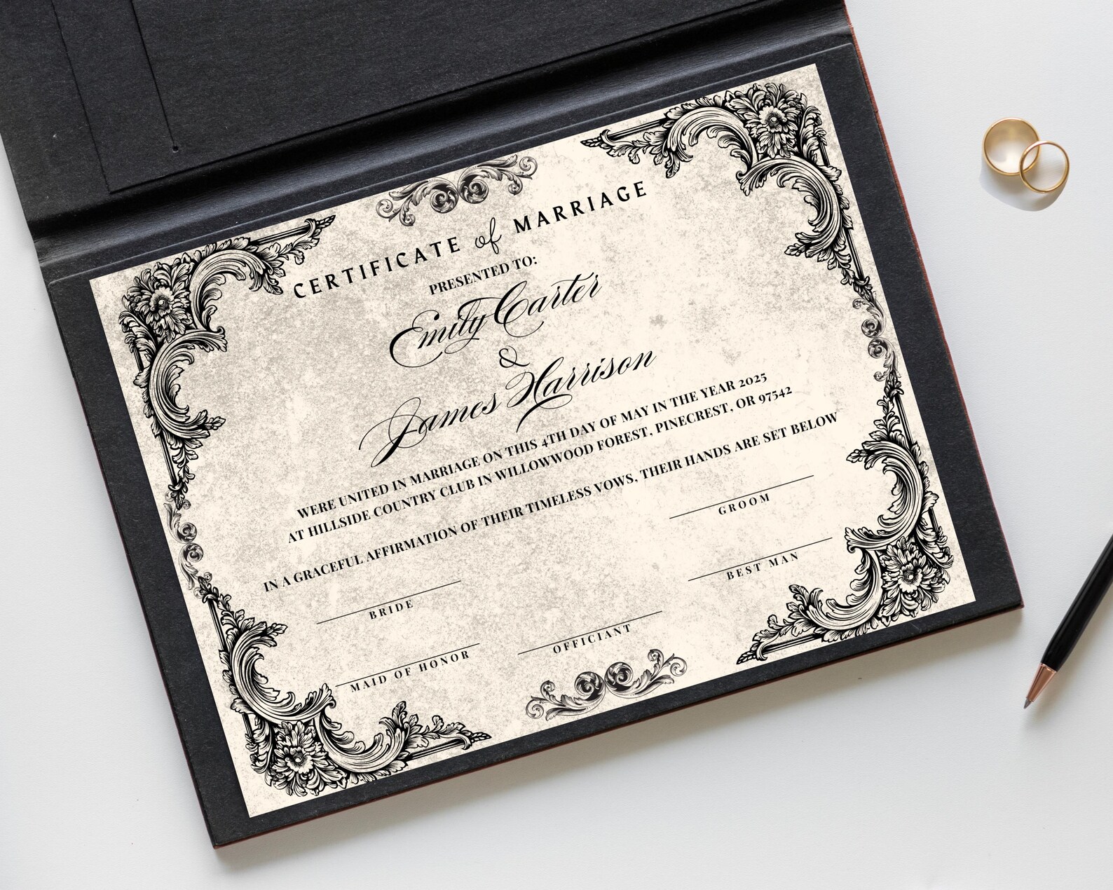 Editable Modern Marriage Certificate, Editable Canva Template ...