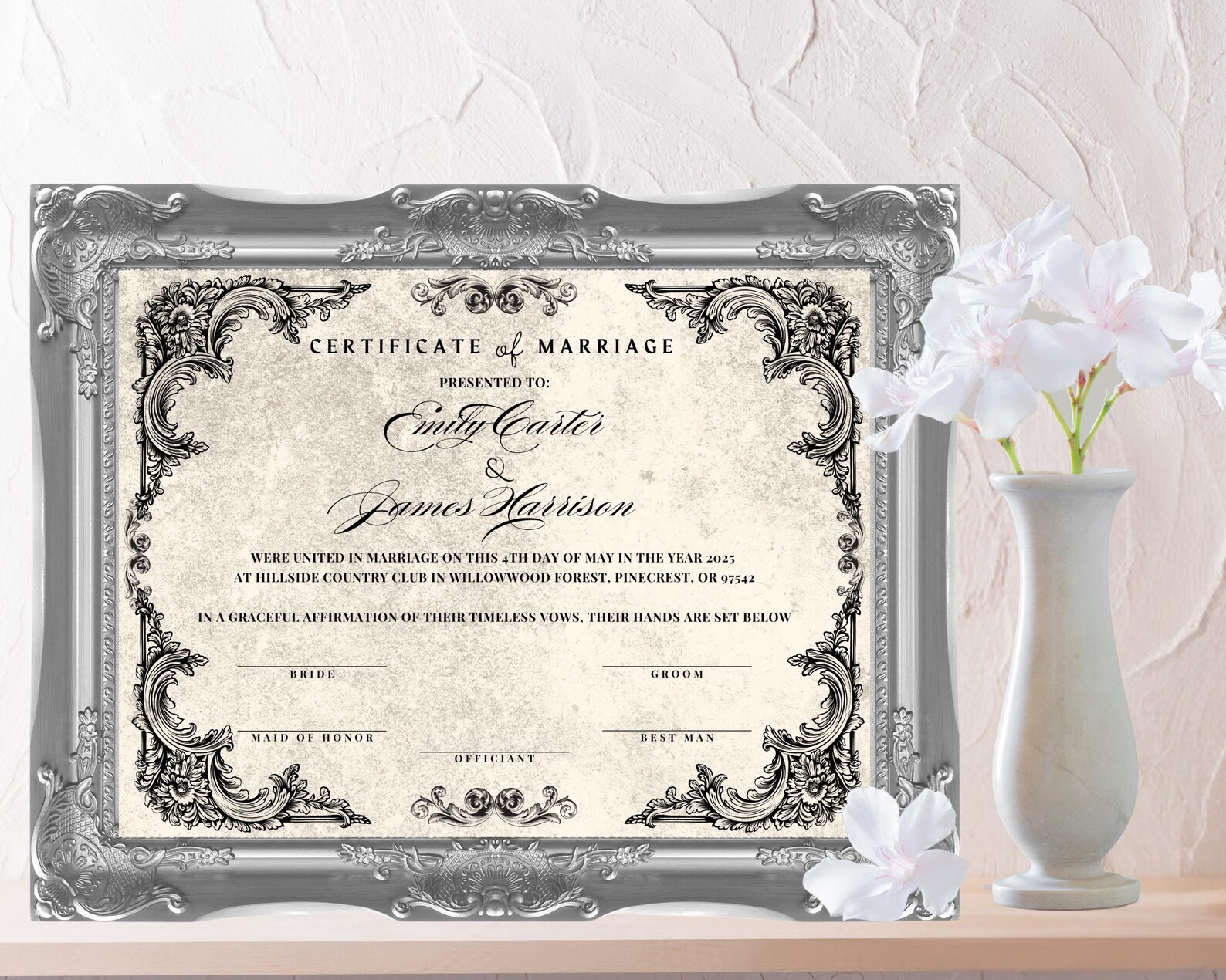Editable Modern Marriage Certificate, Editable Canva Template ...