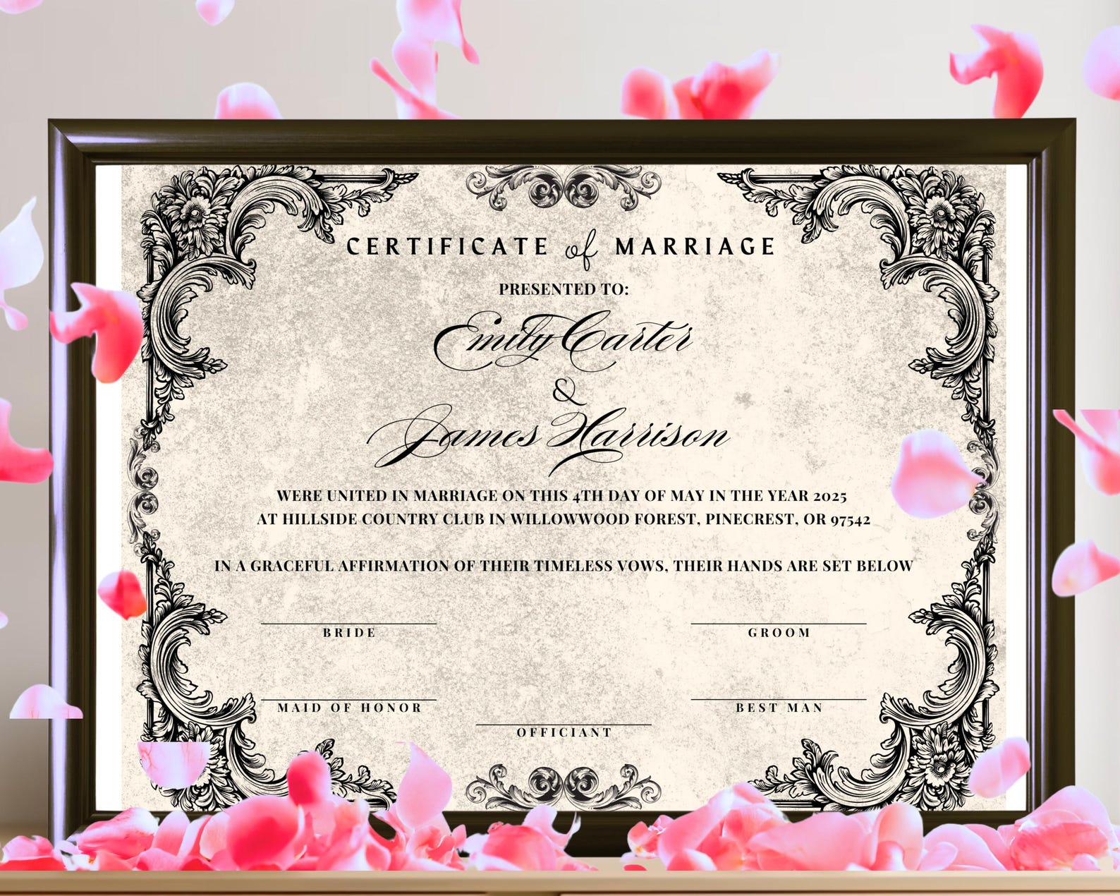 Editable Modern Marriage Certificate, Editable Canva Template ...