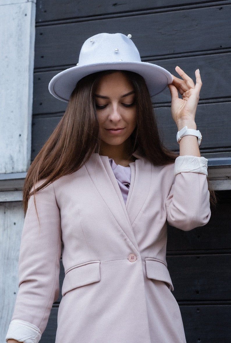White Hat With Pearls, Wedding Fedora Hat, Bride to Be - Etsy