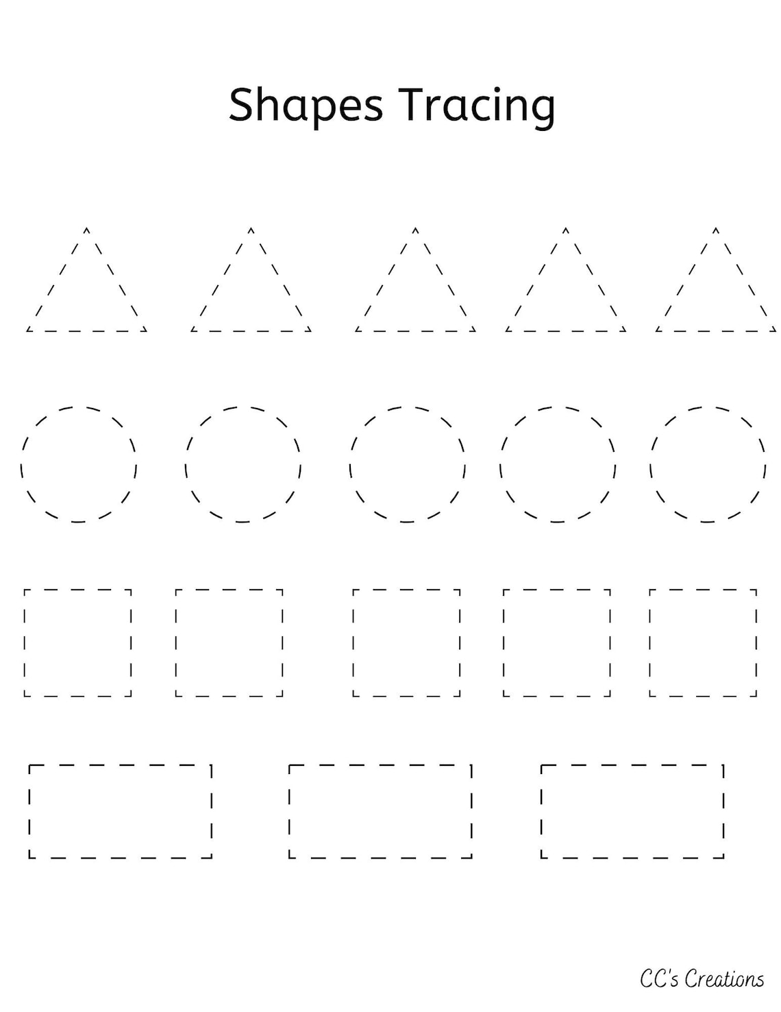 Shape Tracing, Preschool, Kinder Worksheets - Etsy