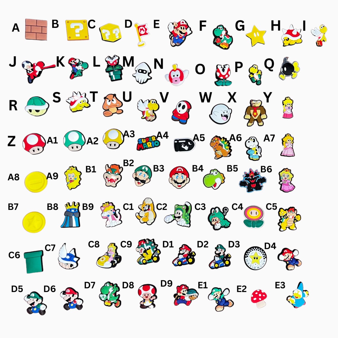 Super Mario Bros Movie Croc Charms-luigi-princess Peach-mario Kart Croc ...