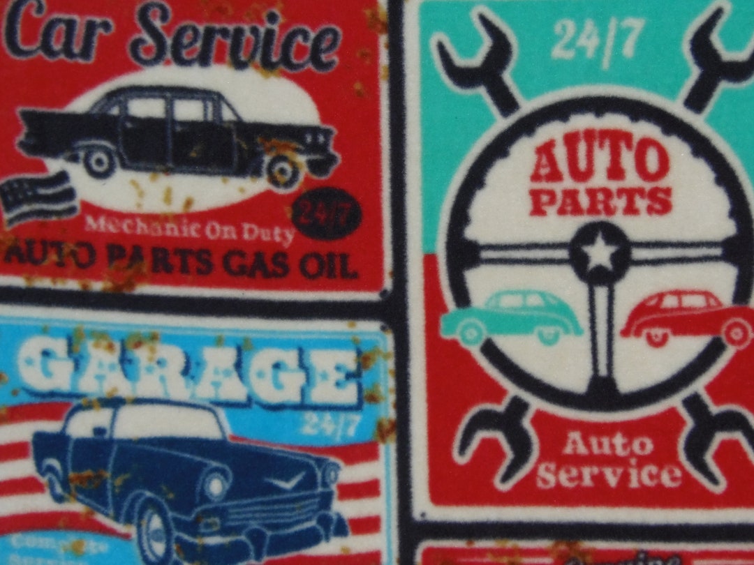 Vintage Car Mechanic Garage Signs Fleece Tie Blanket - Etsy