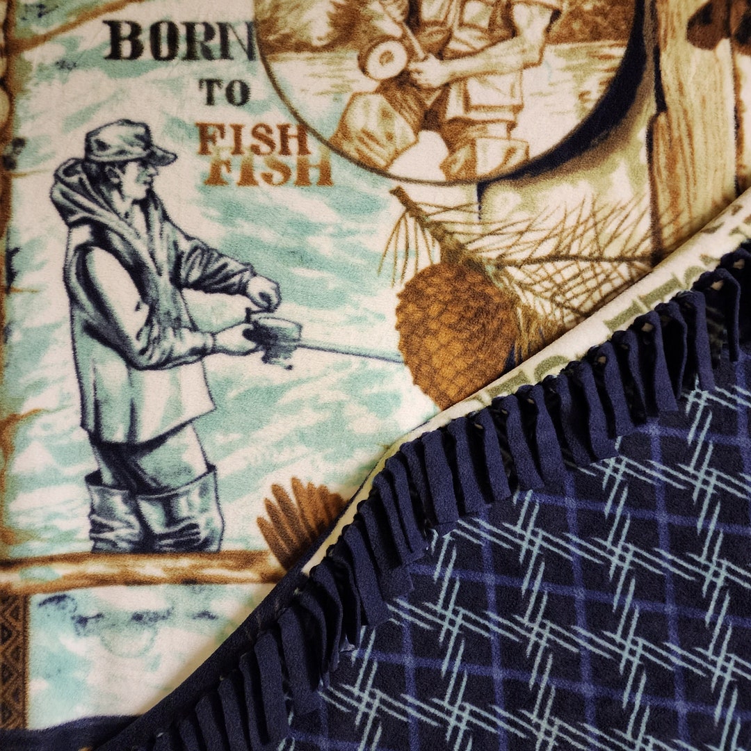 Gone Fishing/ Plaid Reversible Large Fleece Tie Blanket - Etsy