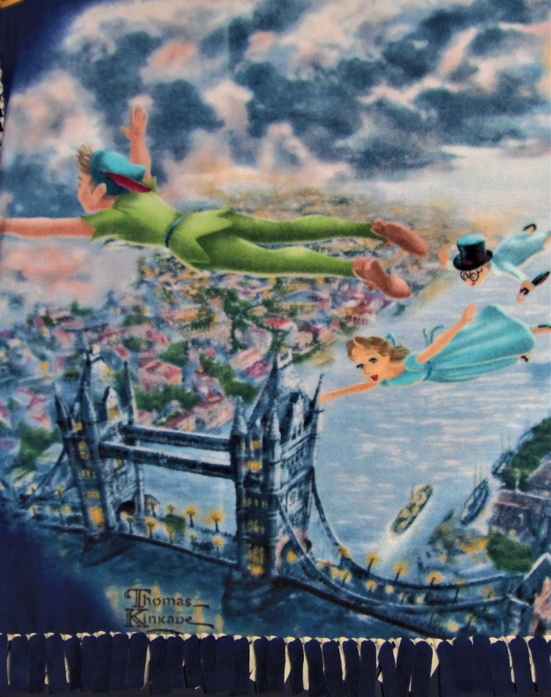 Peter Pan, Tinkerbell, Wendy, John, and Michael Thomas Kinkade Fleece ...
