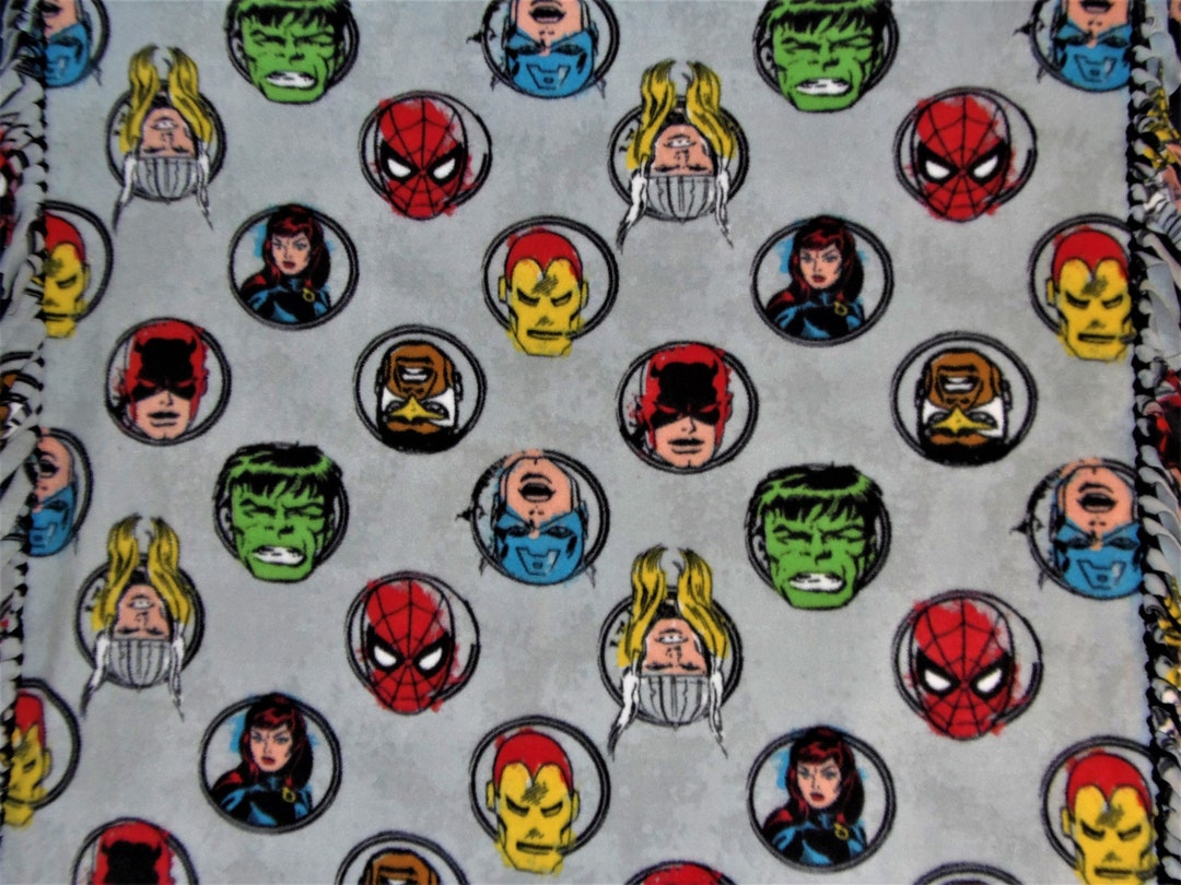 Marvel Superheroes Faces Fleece Tie Blanket - Etsy