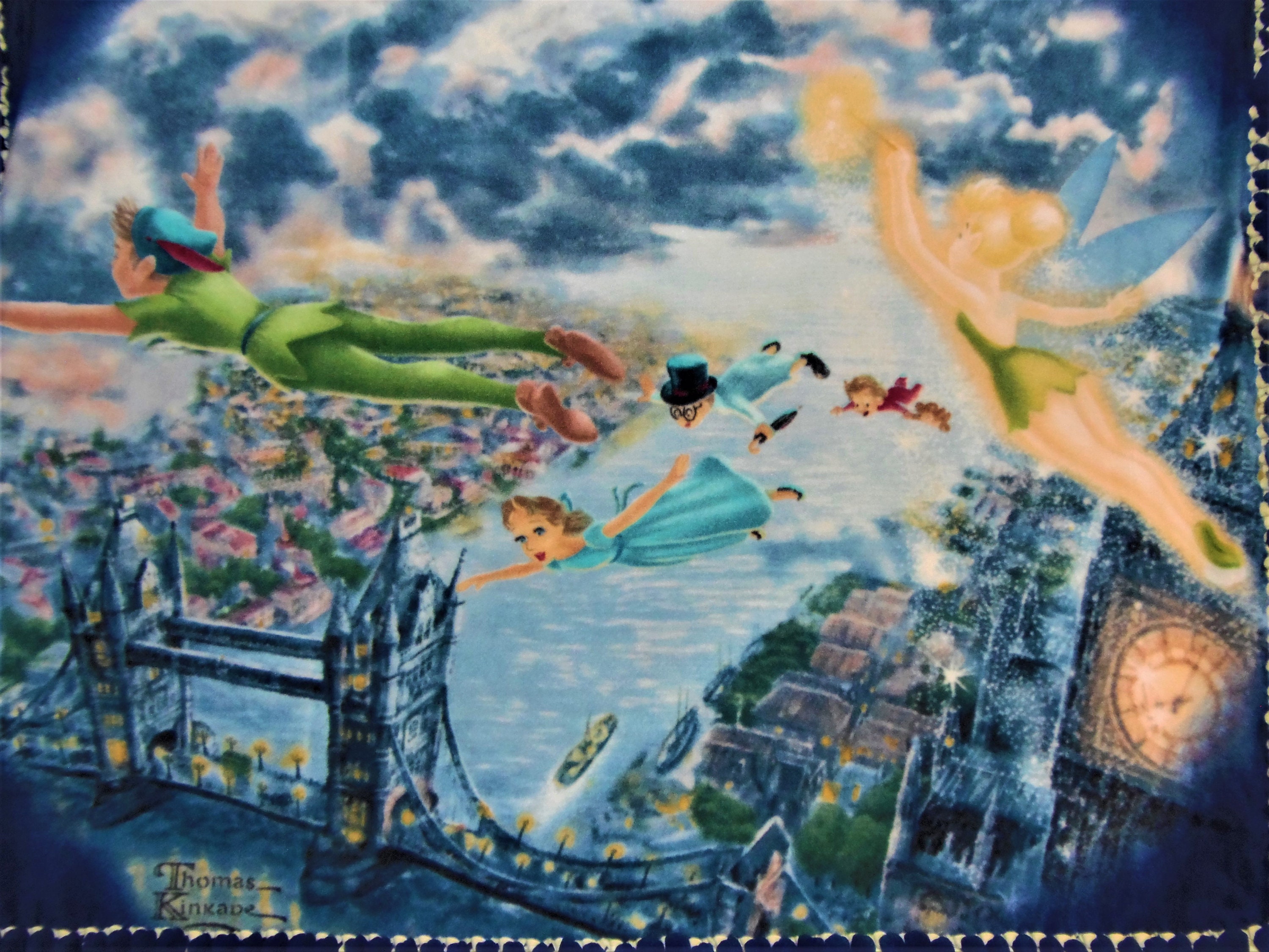 Peter Pan Tinkerbell Wendy John and Michael Thomas Kinkade - Etsy