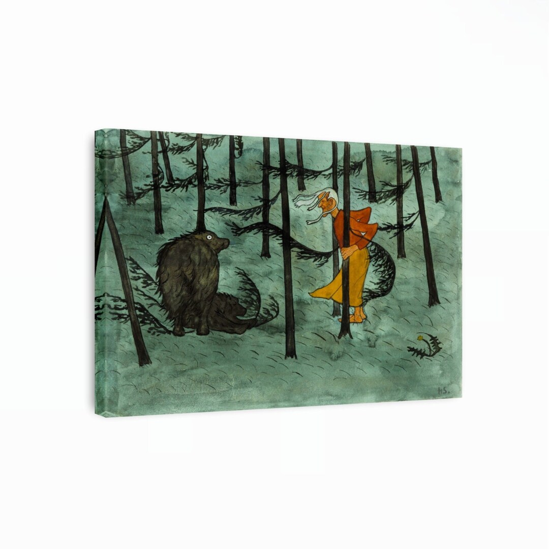 Hugo Simberg 'fear in the Woods' Canvas Print: Witch & Bear Forest Art ...