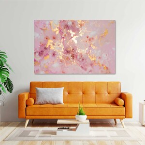 Pink and Gold Abstract Canvas Art, Abstract Canvas, Pink Wall Art, Pink ...