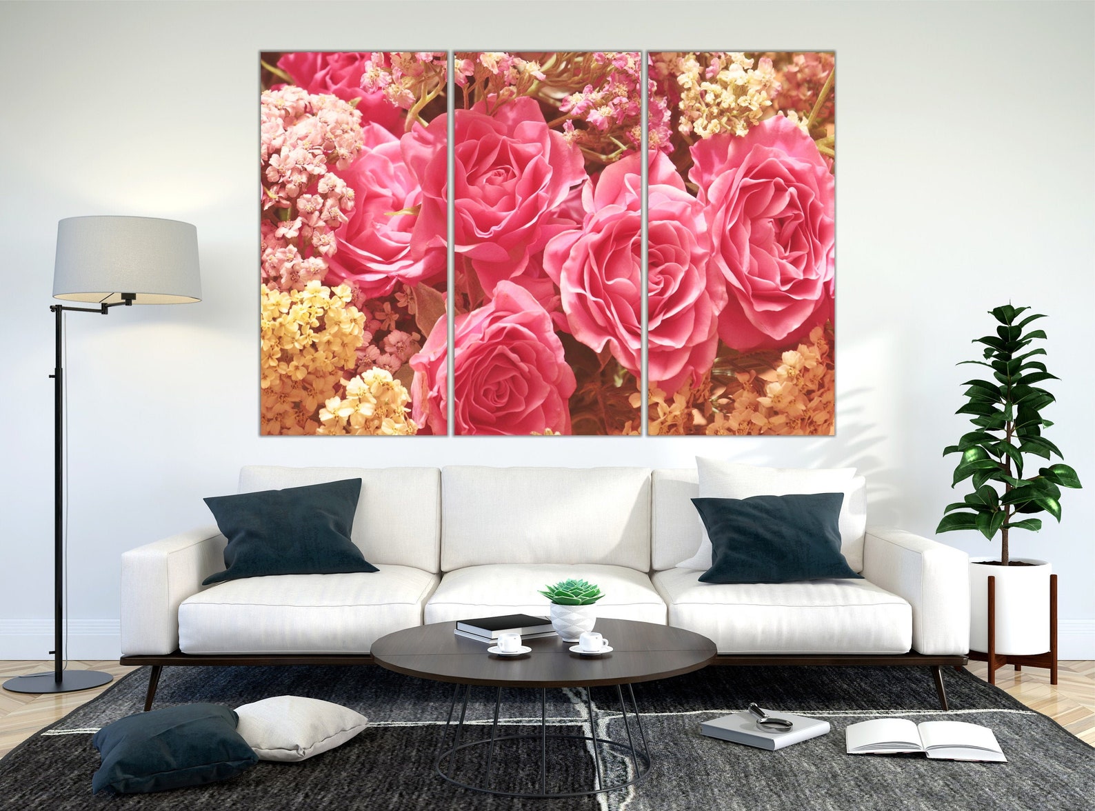 Pink Rose Print Floral Decor Rose Wall Art Flower Large | Etsy