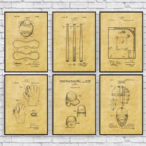 Vintage Baseball Patent Print Set of 6 | Baseball Art Prints, Baseball ...