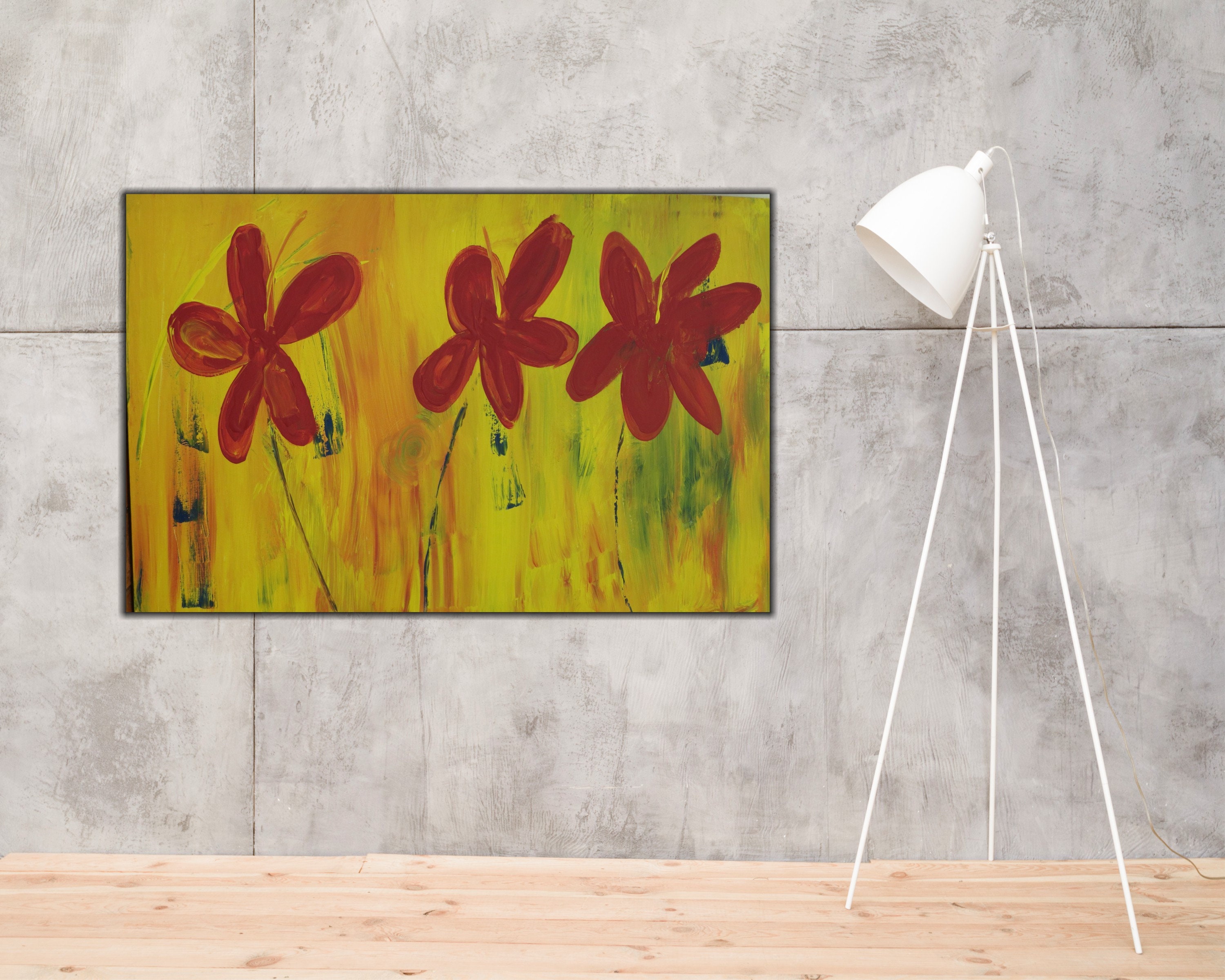 Red Flower Oil Painting Art Floral Decor Red Flower Wall - Etsy