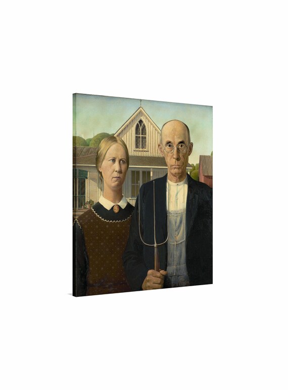 American Gothic Grant Wood 1930 Canvas Wall Artportrait - Etsy
