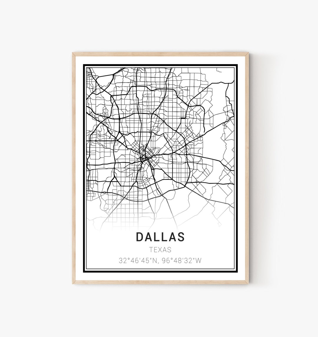 Dallas City Map Print | Texas Maps, Dallas Map Print, Dallas Print ...