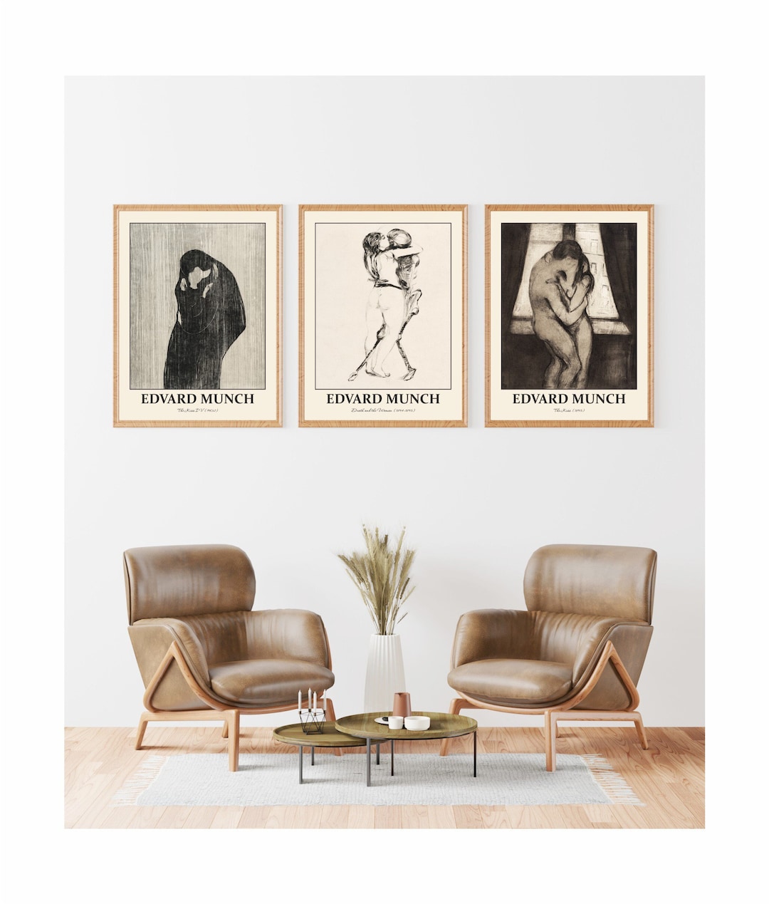 Edvard Munch Prints Set of 3 the Kiss Print, Death and the Woman Print ...