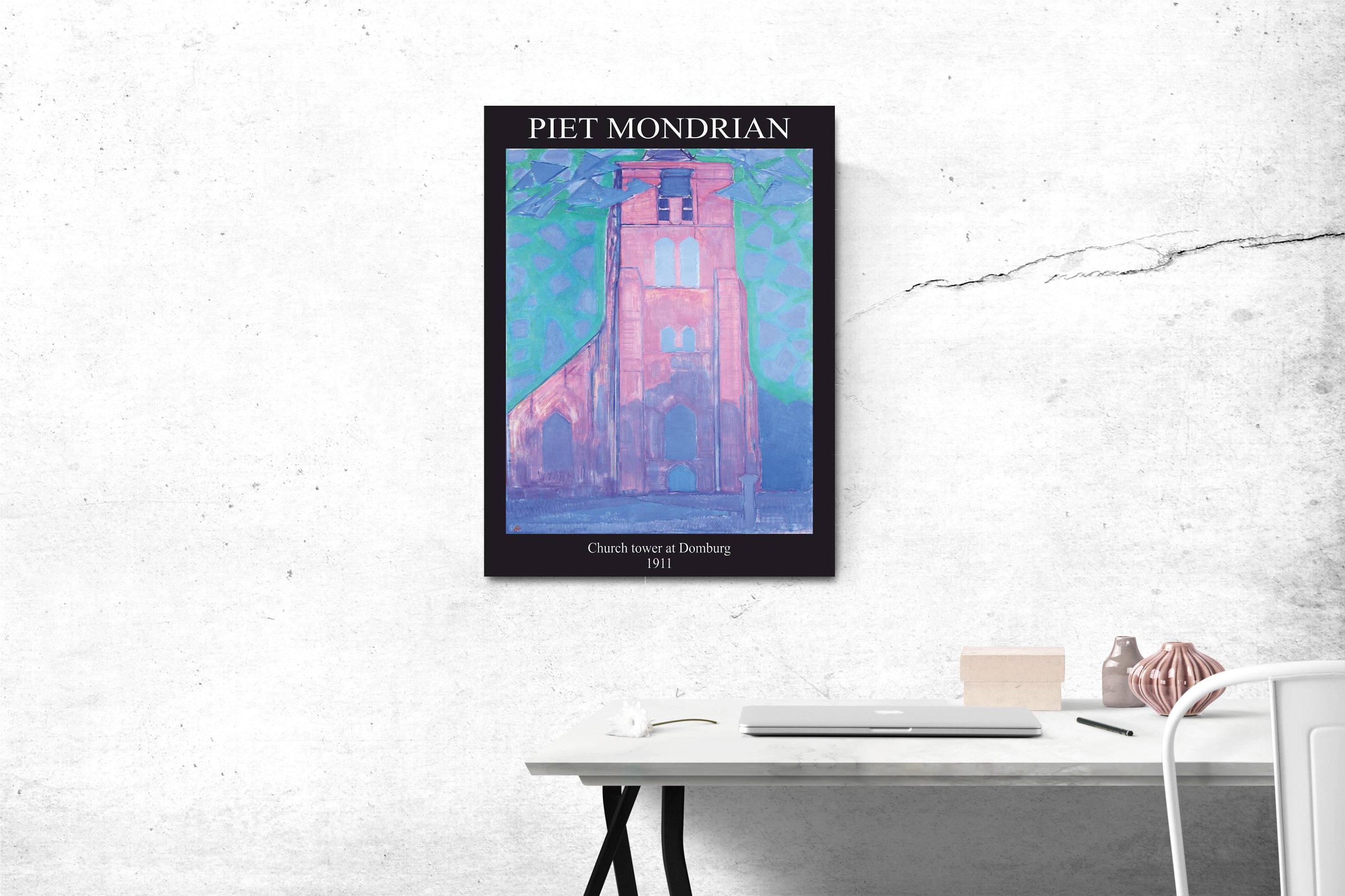 Piet Mondrian: Church Tower at Domburg Canvas Art, Architecture Wall ...