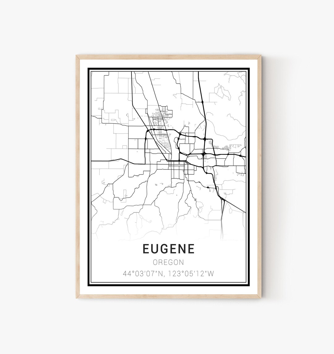 Eugene Map Print | Oregon City Maps, Eugene City Map Print, Eugene ...