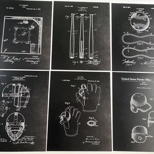 Vintage Baseball Patent Print Set of 6 | Baseball Art Prints, Baseball ...