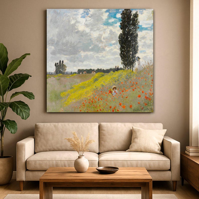 Claude Monet - A Walk in the Meadows Canvas Art, Impressionist Nature ...