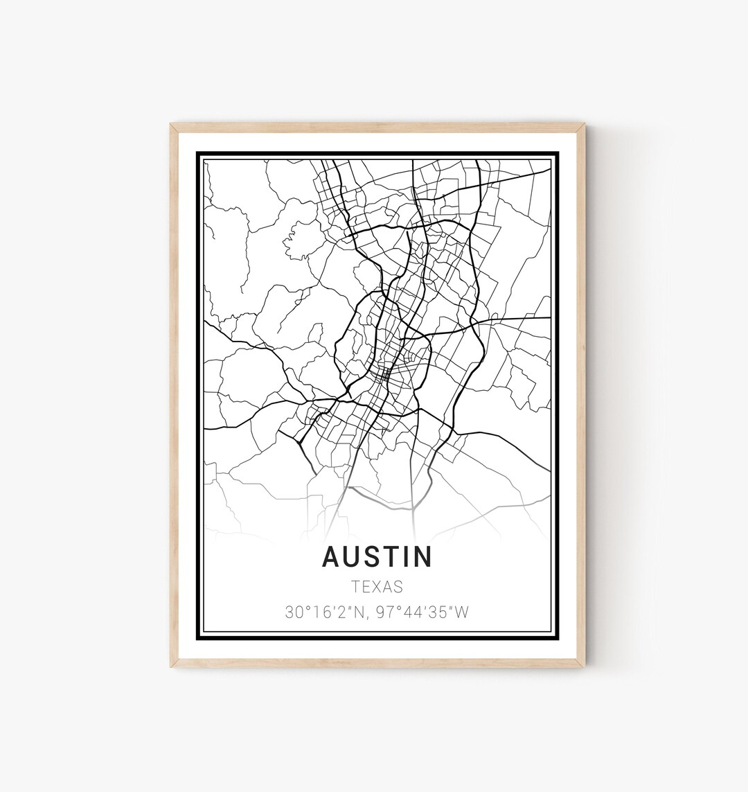 Austin Map Print | Texas City Maps, Austin City Map Print, Austin Print ...