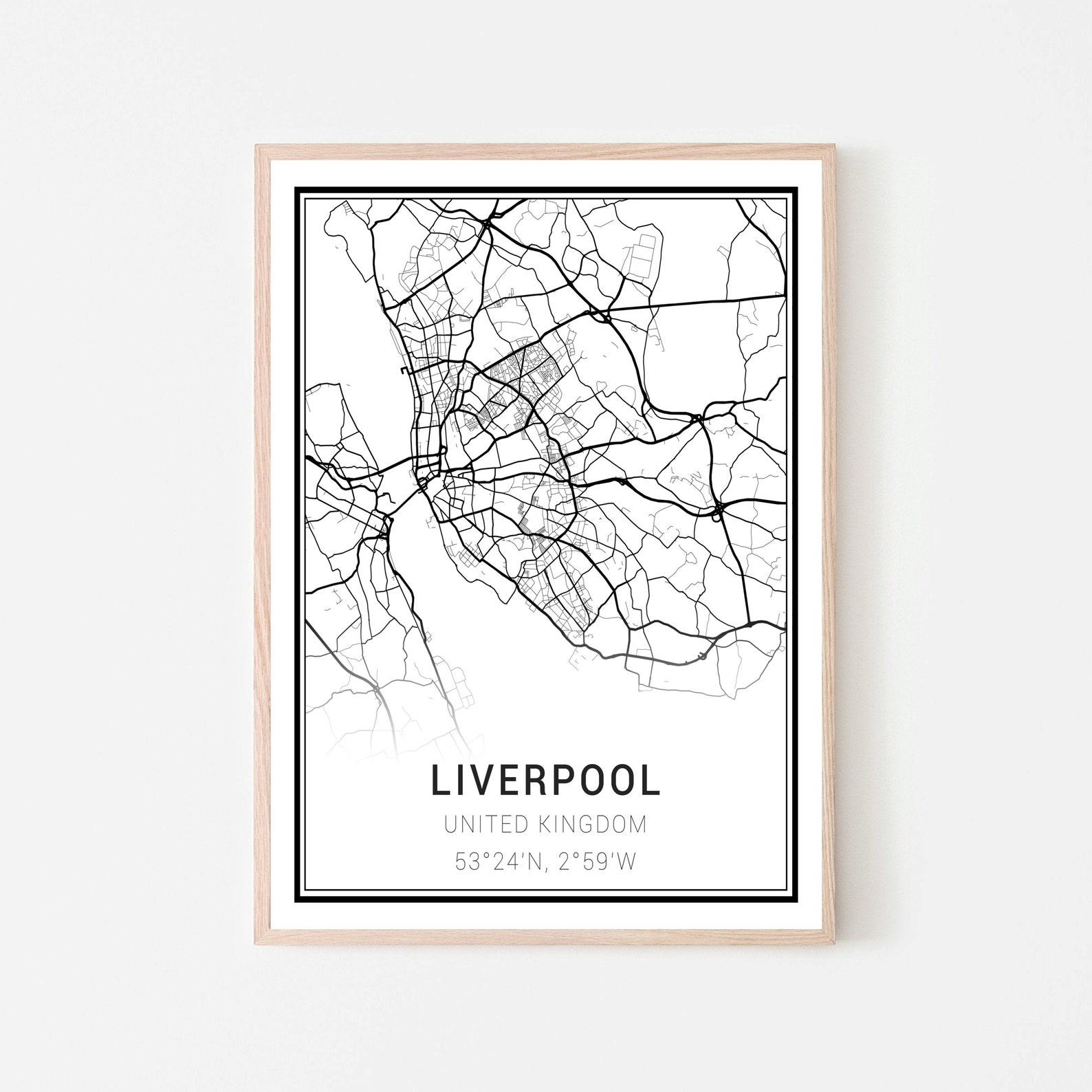 Liverpool City Carte Imprimer Cartes du Royaume-Uni - Etsy France